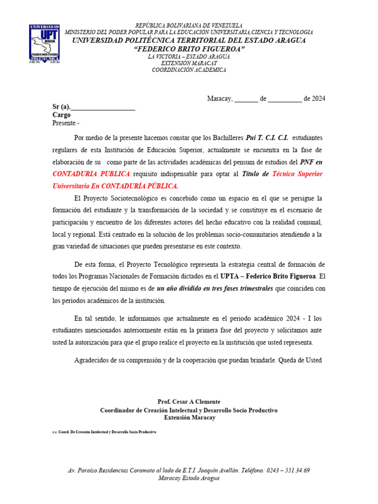 carta de aceptacion de proyecto | PDF carta de aceptacion de proyecto | PDF