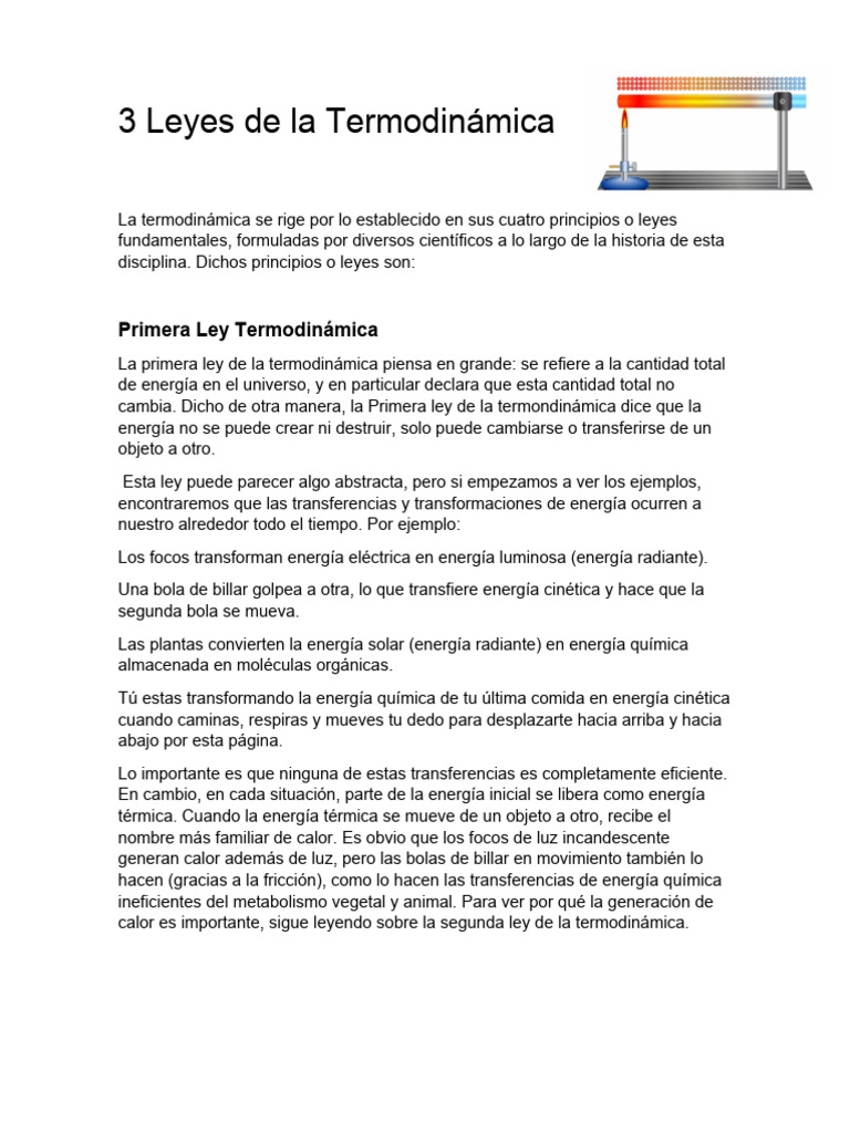 3 Leyes de La Termodinámica | PDF | Entropía | Calor