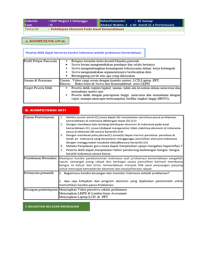 Modul Ajar IPS 8 TEMA 4 | PDF