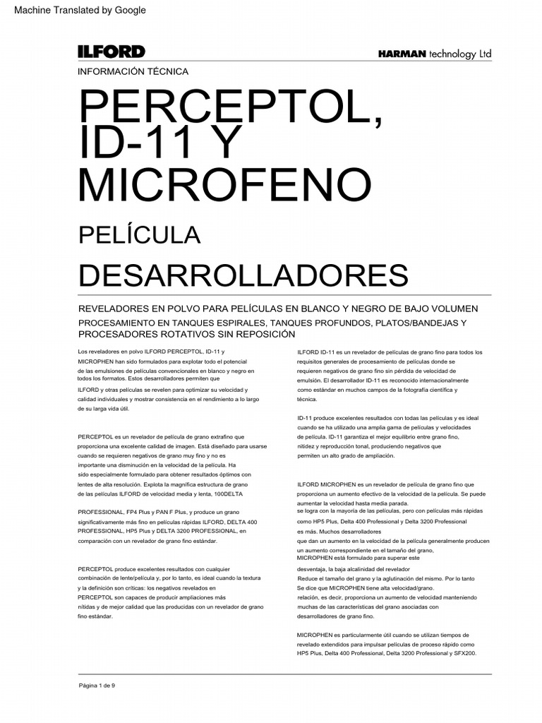 Powder Film Developers Technical Data Sheet | PDF | Agua | Unidad ...