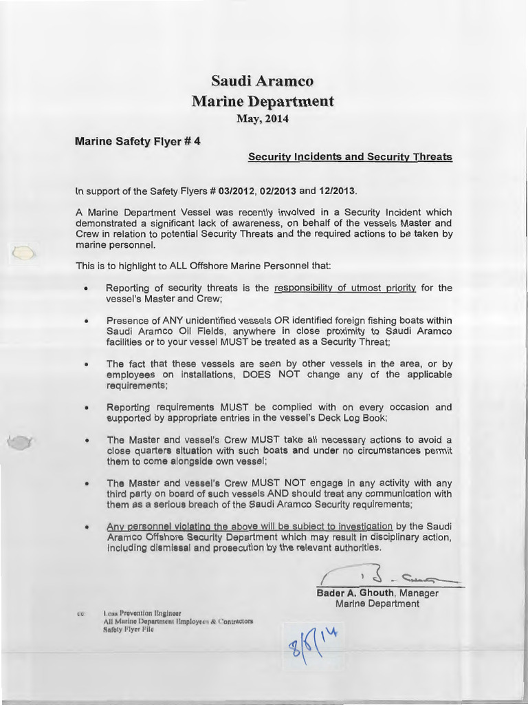 Safety Flyer 14-04 Security Incident | PDF