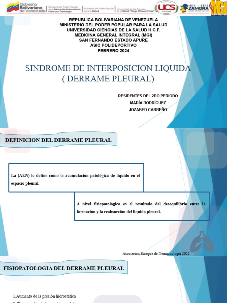 Derrame Pleural | PDF | Medicina | Enfermedades y trastornos