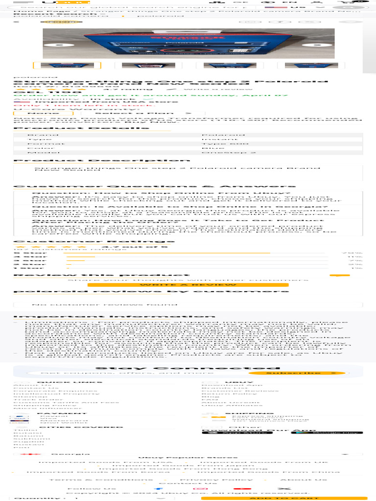 Stranger Things One Step 2 Polaroid Camera Brand New Georgia Ubuy | PDF | Brand