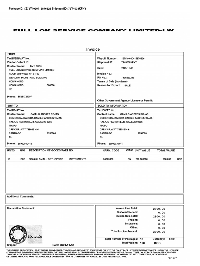 Invoices 78Y4038KFNY040103 | PDF