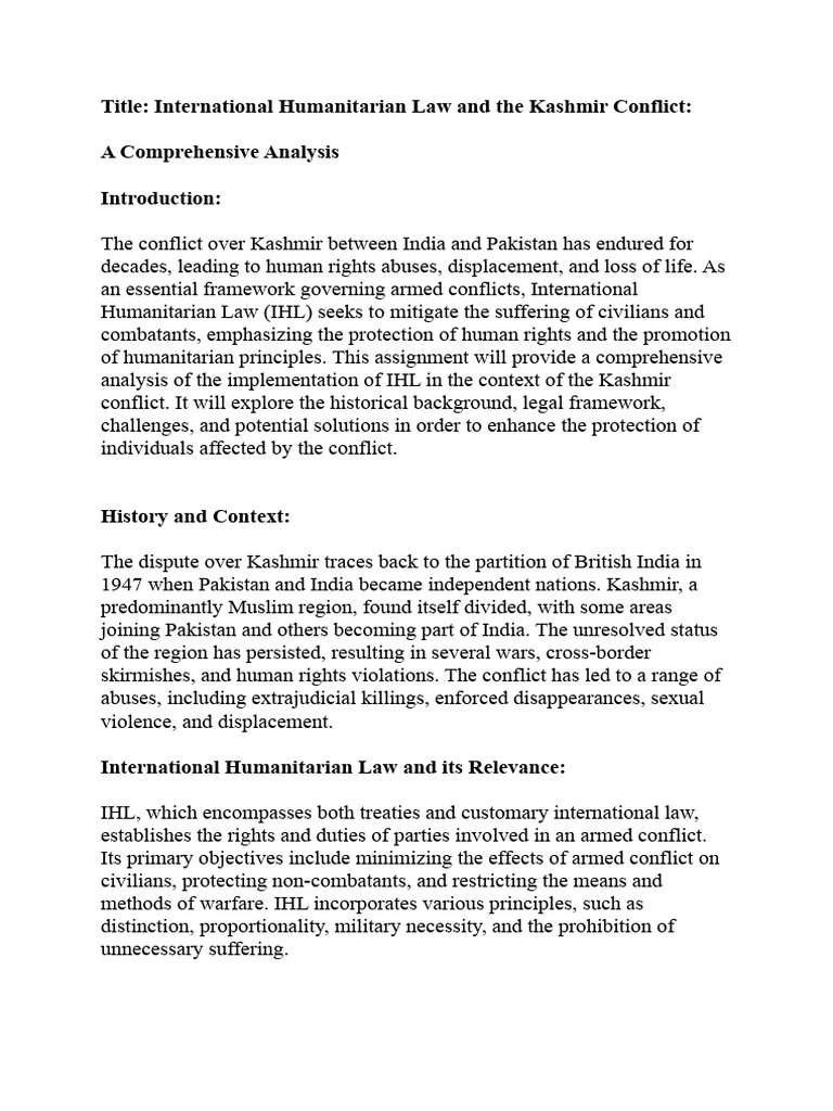 International Law Final Assignment | PDF | International Humanitarian Law | Civilian
