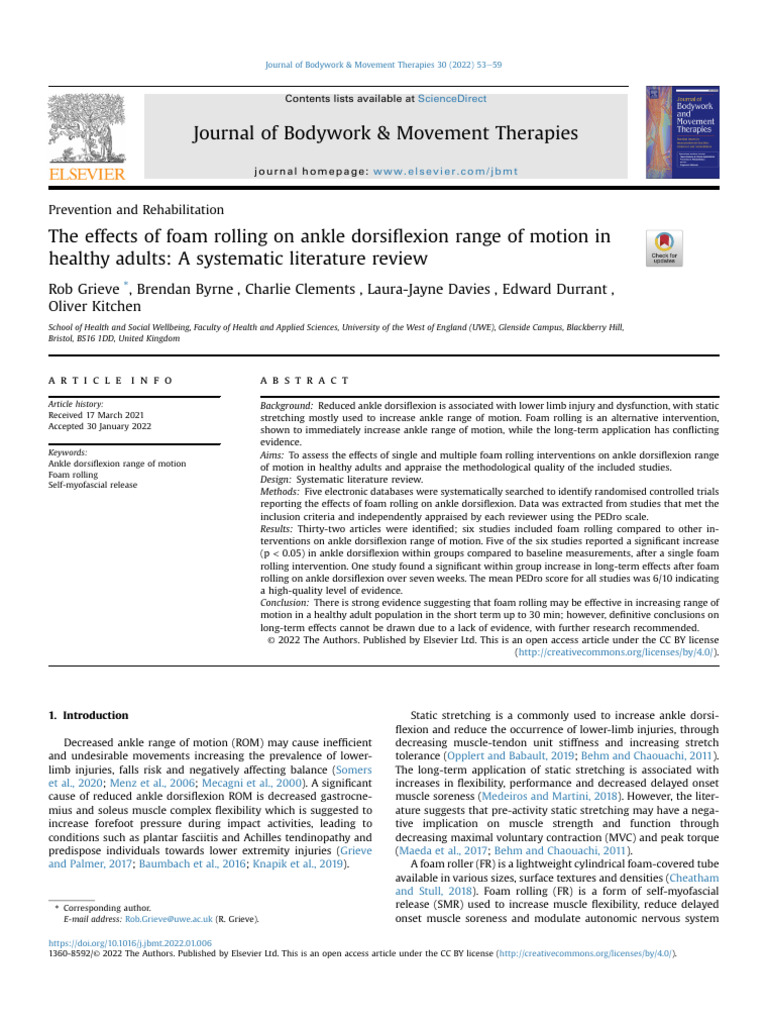 Grieve Et Al - LMF, Tornozelo - 2022 | PDF | Systematic Review ...
