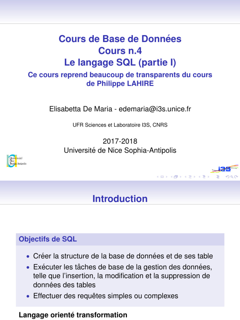 Introduction au langage SQL et requêtes | PDF