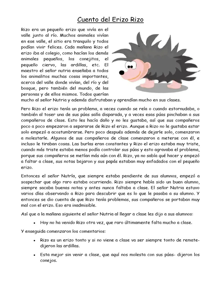 Cuento del Erizo Rizo | PDF