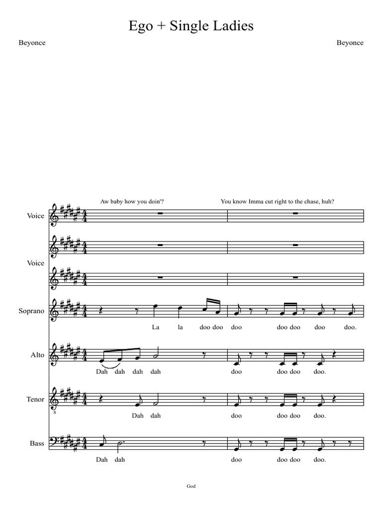 Ego Single Ladies Mashup | PDF | Singing | Vocal Music