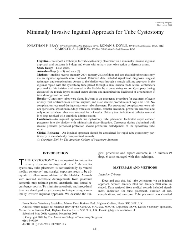 Abordagem Inguinal Minimamente Invasiva para Cistostomia Tubular | PDF ...