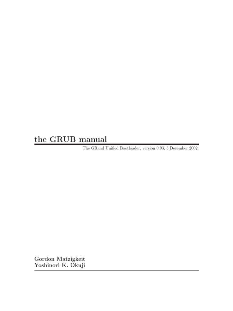 Manuel Grub (En Anglais) | PDF | Booting | Kernel (Operating System)
