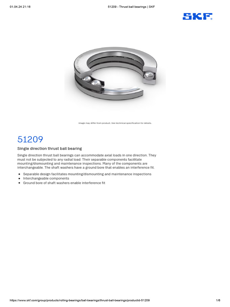 Thrust Ball Bearings - SKF | PDF | Bearing (Mechanical) | License