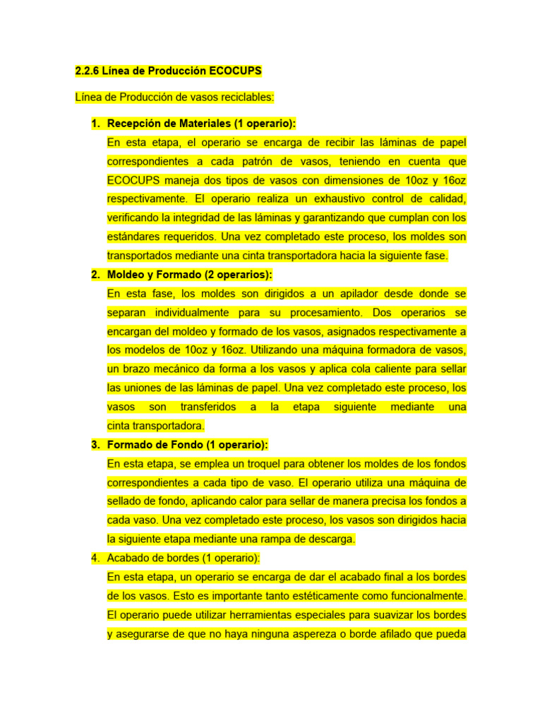 Linea de Producción Borrador | PDF | El plastico | Papel