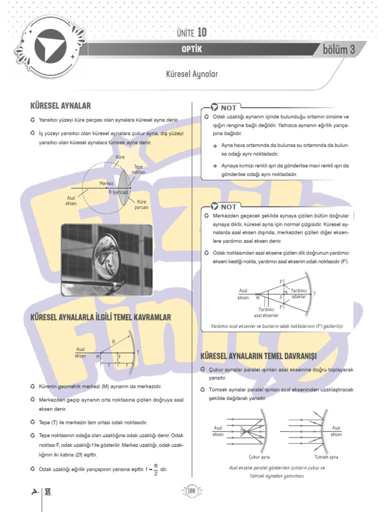 Tyt Fizik Optik Kuresel Aynalar Konu Anlatimi PDF | PDF