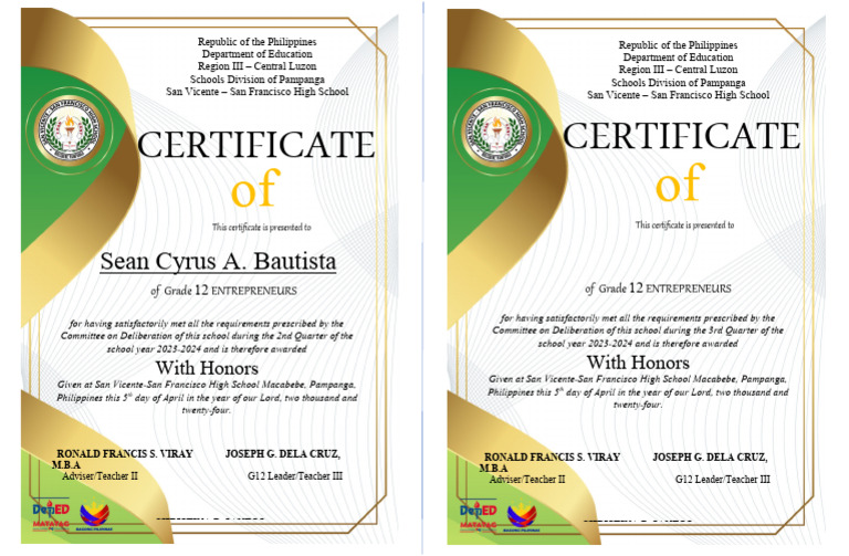 Q3 Certificate WITH HONORS | PDF