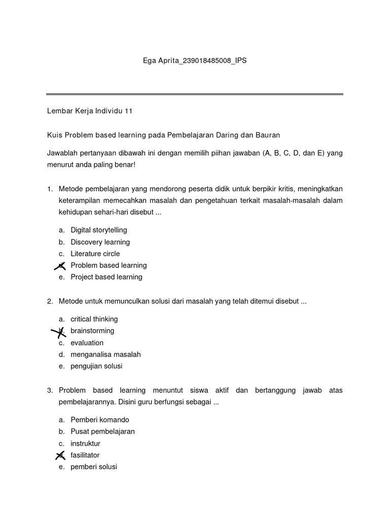 Kuis Problem Based Learning | PDF