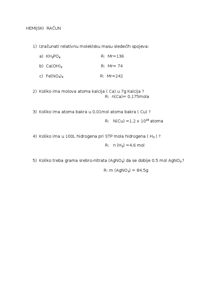 Hemijski Račun | PDF