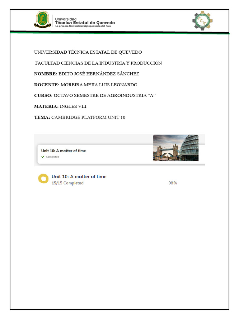 Cambridge Platform Unit 10 | PDF