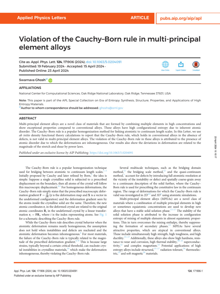 Ghosh APL2024 | PDF | Continuum Mechanics | Physical Chemistry