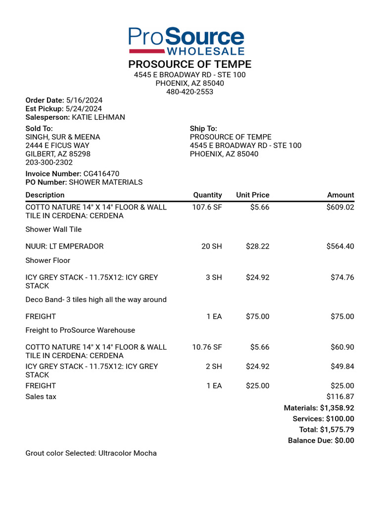 Prosource of Tempe | PDF | Implied Warranty | Cheque