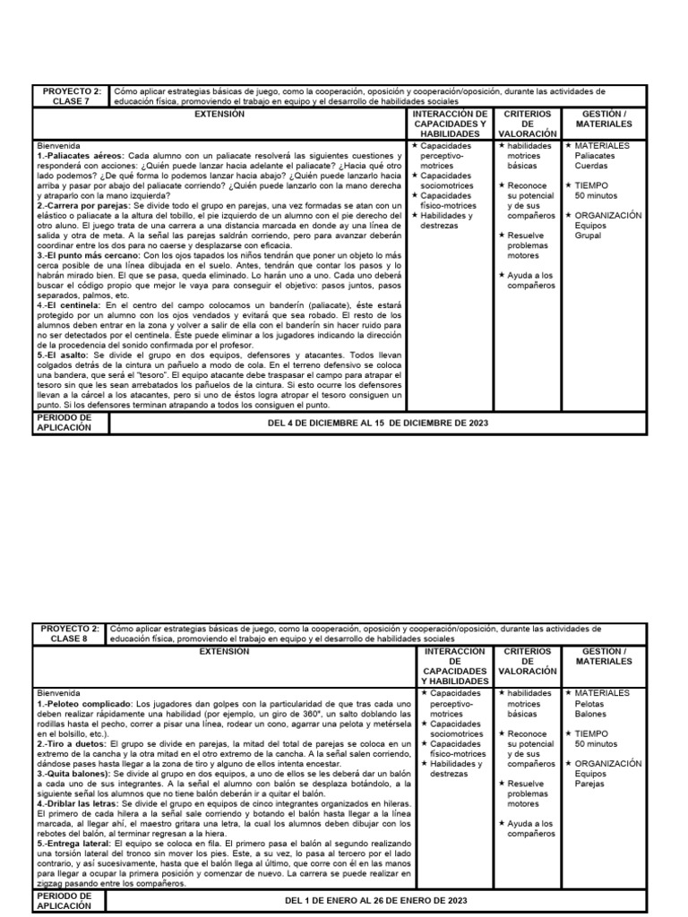 Planes de Clase 6° 2024 | PDF