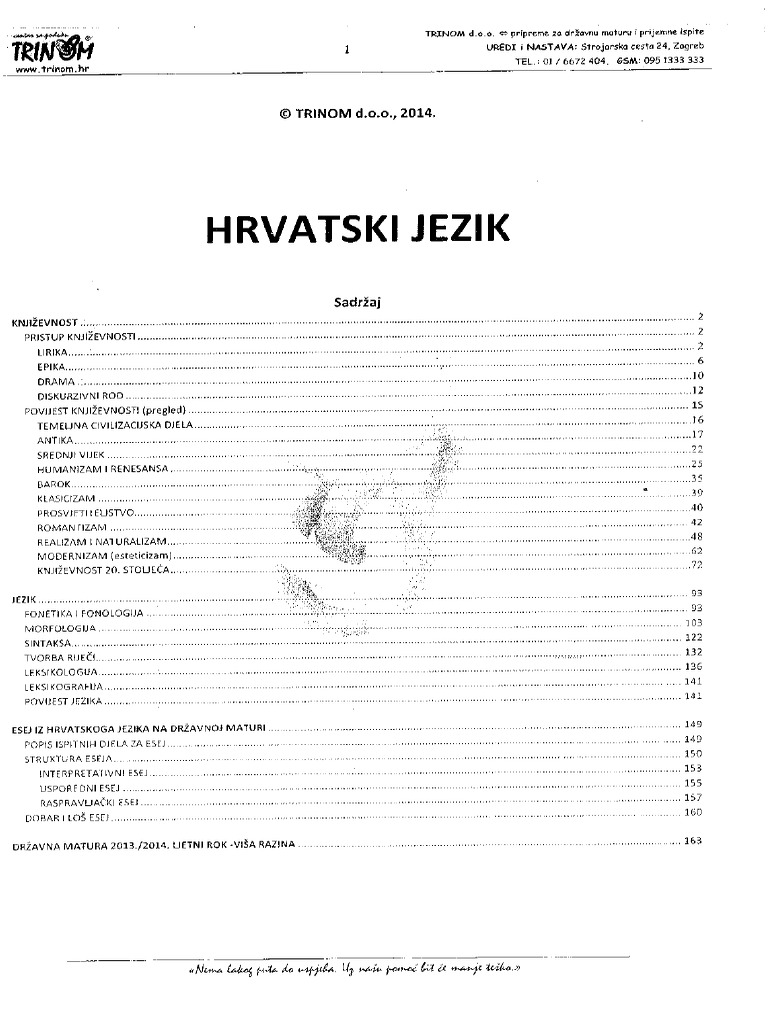 Hrvatski A Razina Trinom Matura Skripta Compressed | PDF