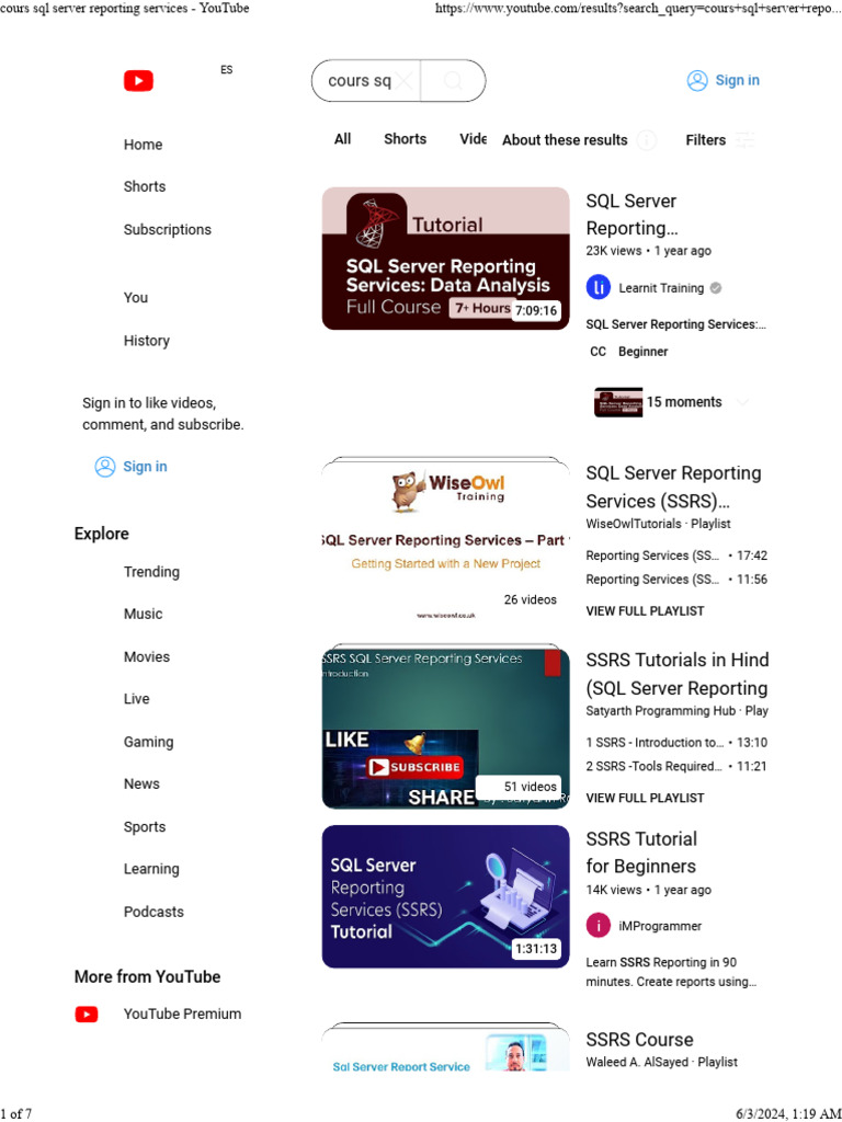 Cours SQL Server Reporting Services - YouTube | PDF | You Tube | Application Software