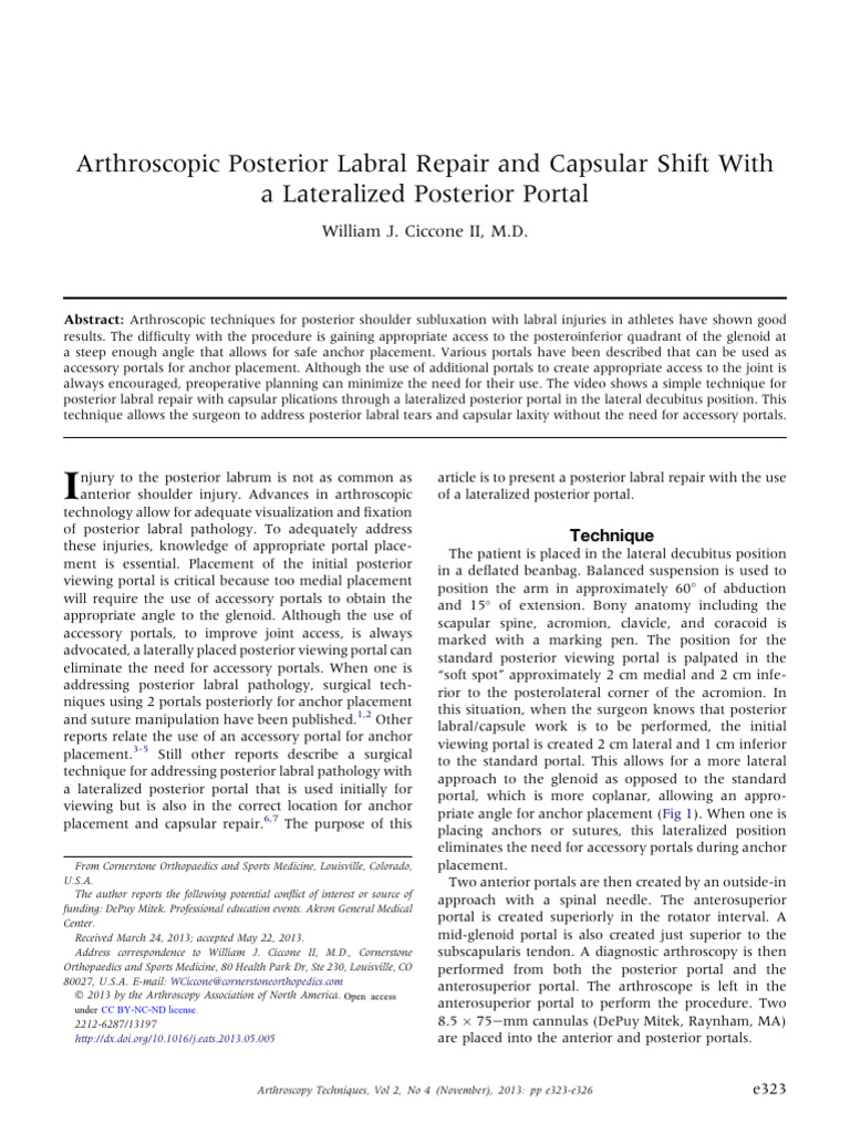 Arthroscopic Posterior Labral Repair | PDF | Musculoskeletal System ...
