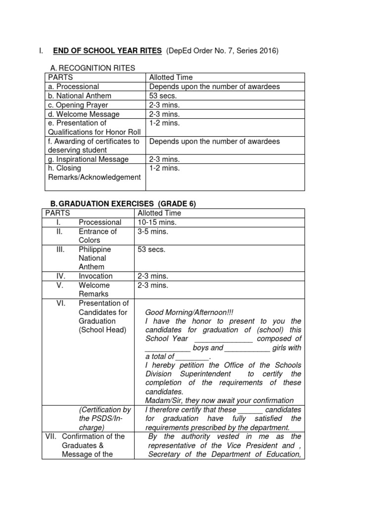 Deped End of School Year Rites | PDF | Government