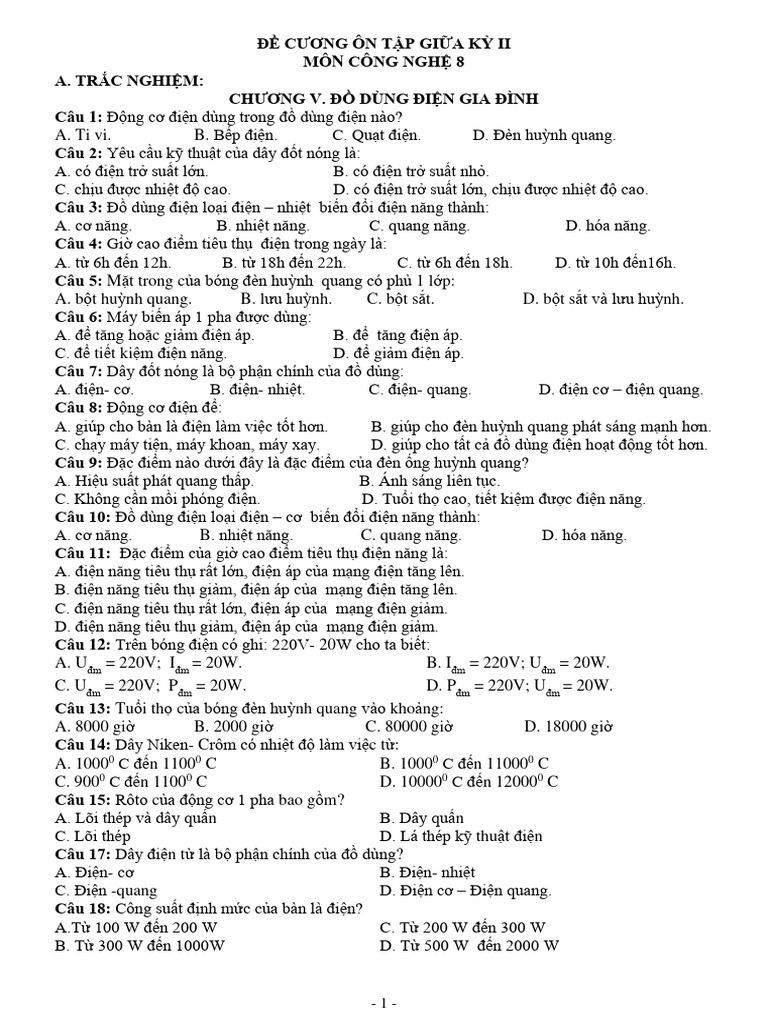 CN8. ĐỀ CƯƠNG ÔN TẬP HS | PDF