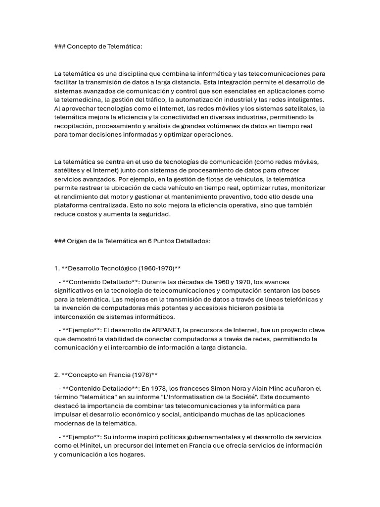 Concepto de Telemática | PDF | Internet | Telecomunicaciones