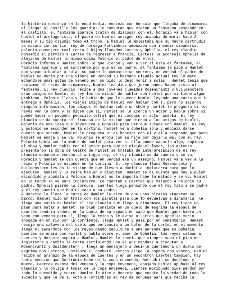 Resumen de Hamlet | Descargar gratis PDF | Aldea