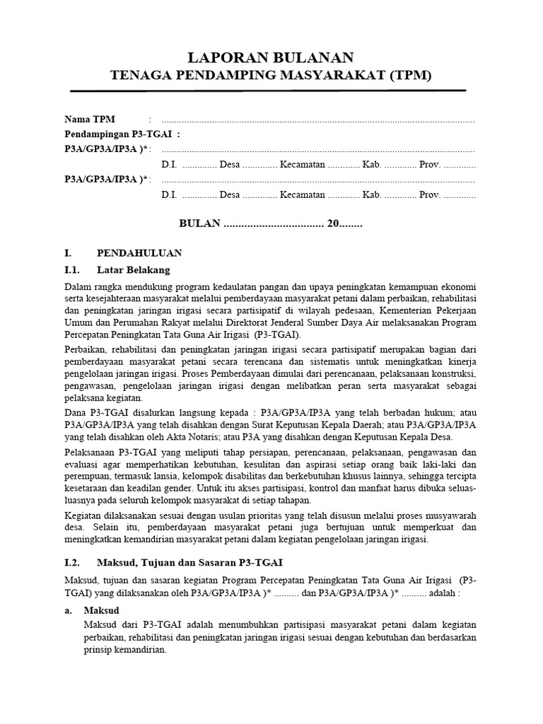 Standart Laporan Bulanan (TPM) | PDF