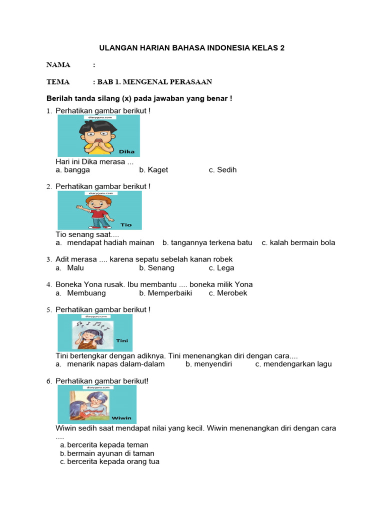Soal Ulangan Bahasa Indonesia Kelas 2b | PDF