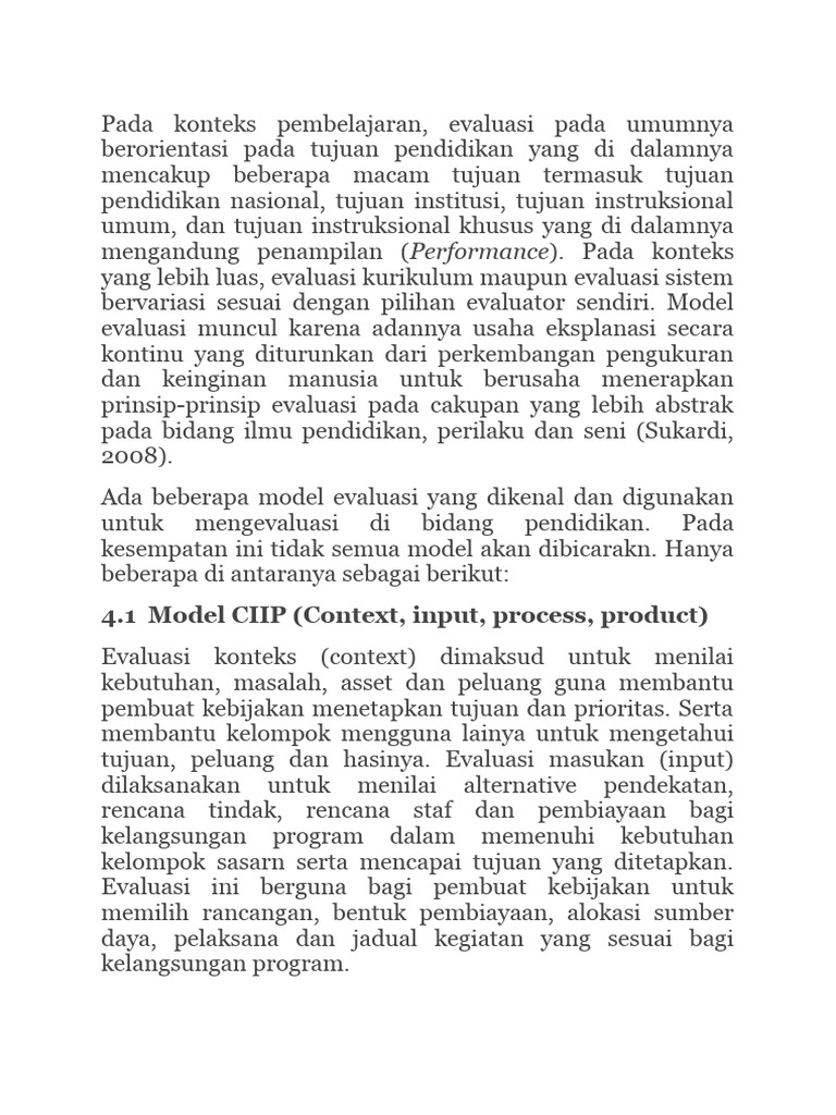Model Evaluasi Pendidikan | PDF | Karier & Perkembangan