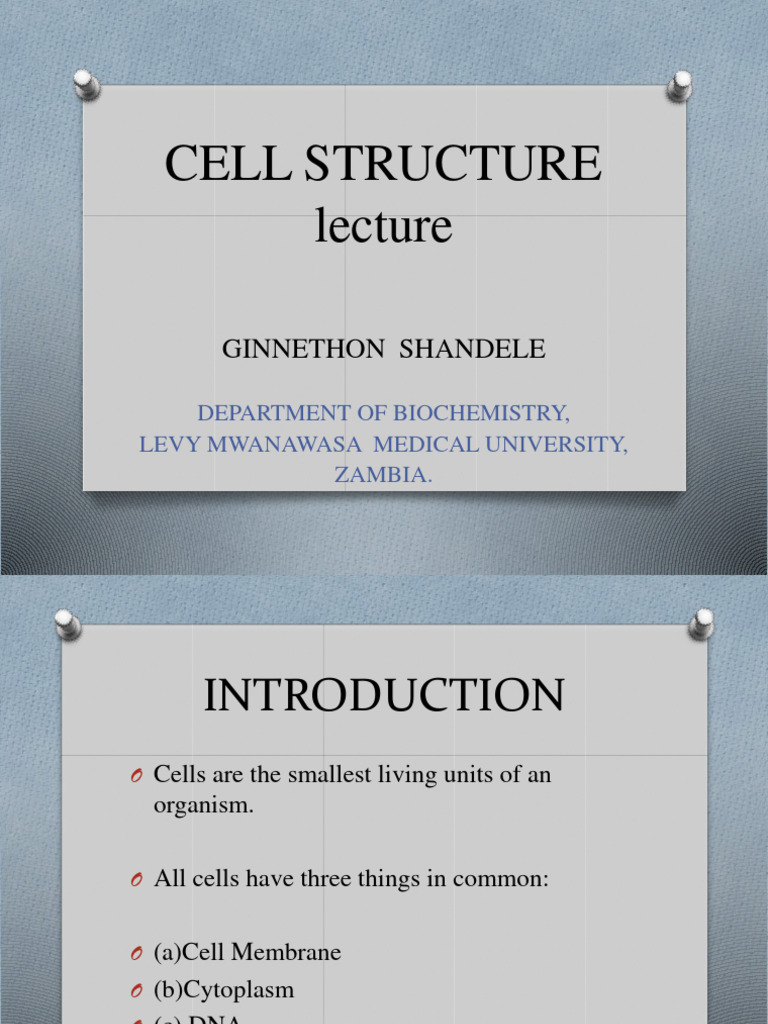 CELL STRUCTURE-lecture 1 | PDF | Cell (Biology) | Lipid Bilayer