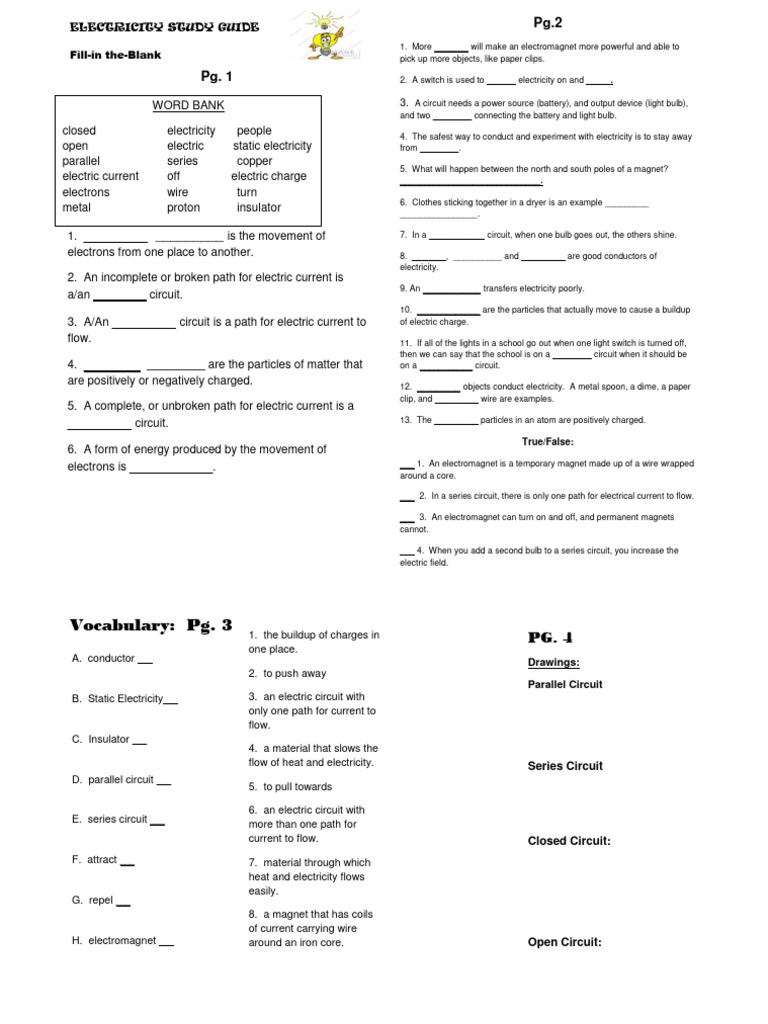 Electricy Study Guide - Grade 11 | PDF | Electric Current | Electricity