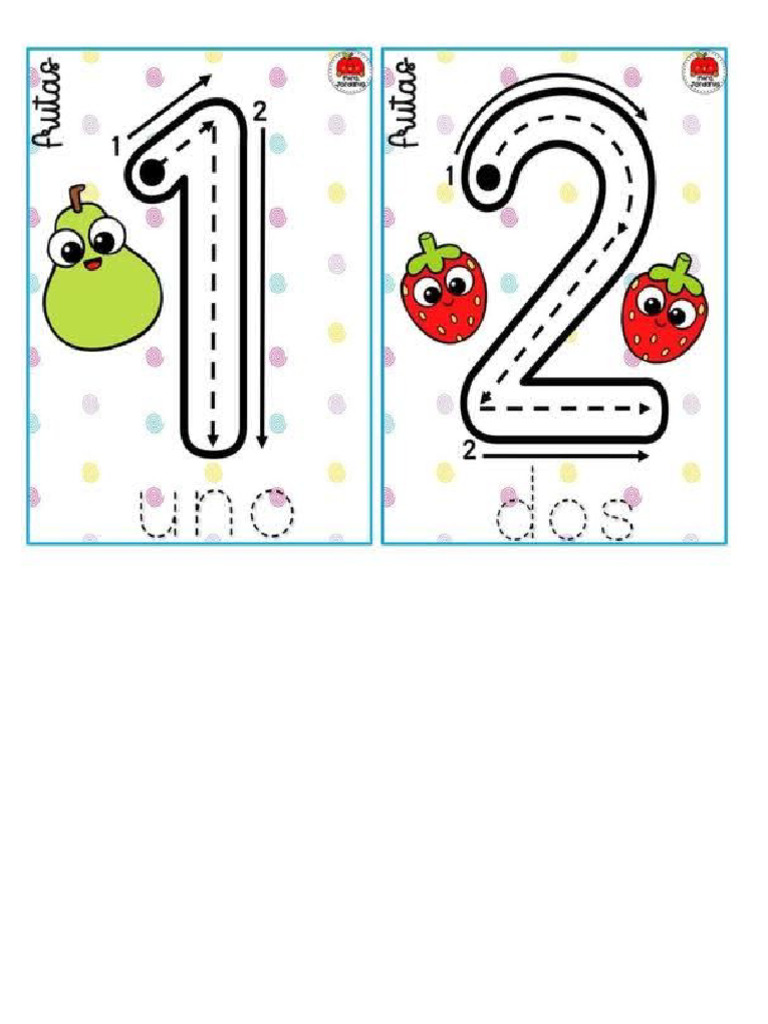 Trazo de numeros de 1 y 2 | PDF