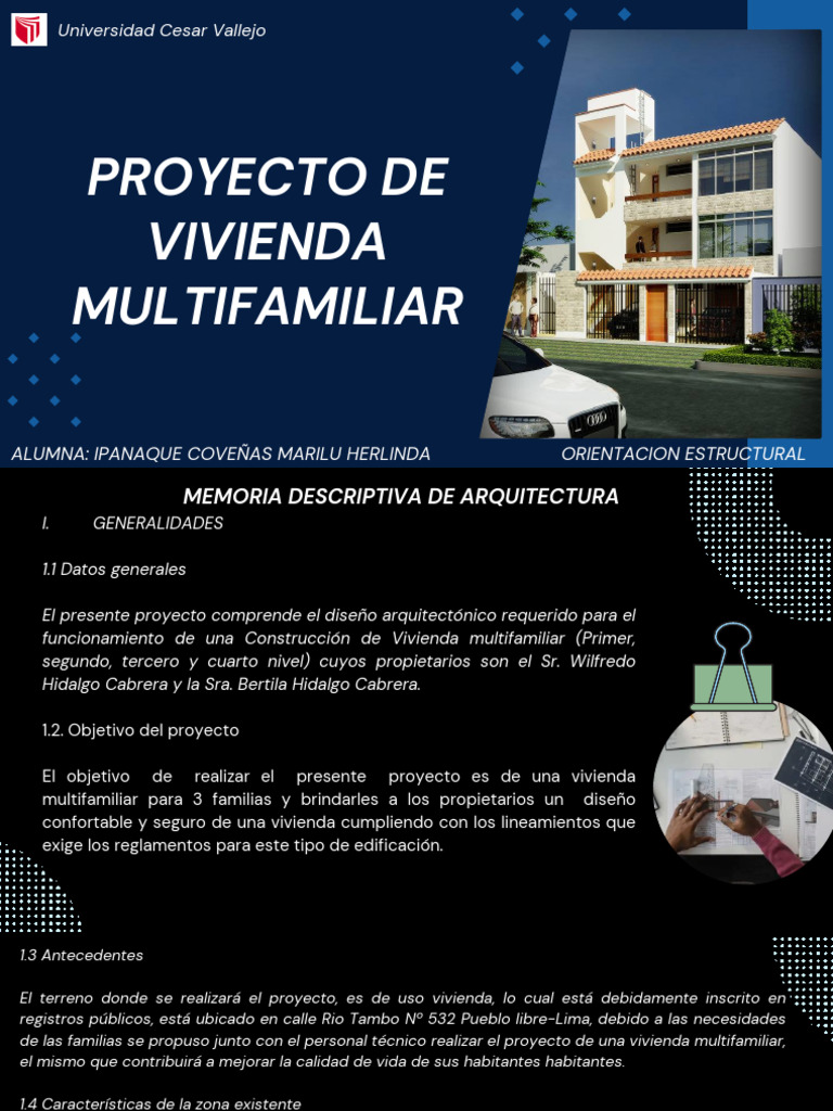 Memoria Descriptiva de Vivienda Multifamiliar | PDF | Diseño arquitectonico | Arquitectura