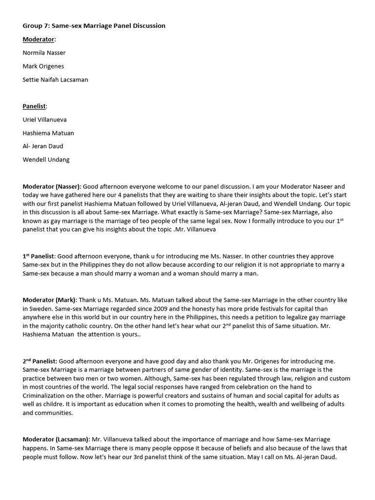 Same-Sex Marriage Panel Insights | PDF | Same Sex Marriage | Marriage