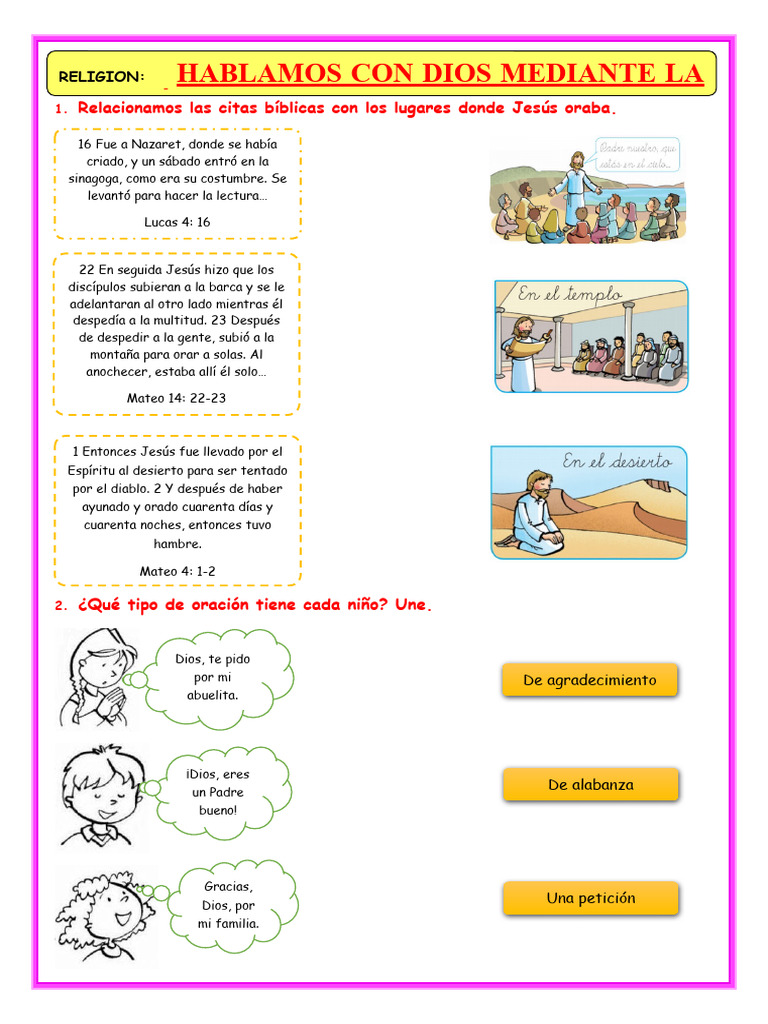 Ficha Religión Hablamos Con Dios Mediante La Oracion | Descargar gratis PDF | orador del Señor ...