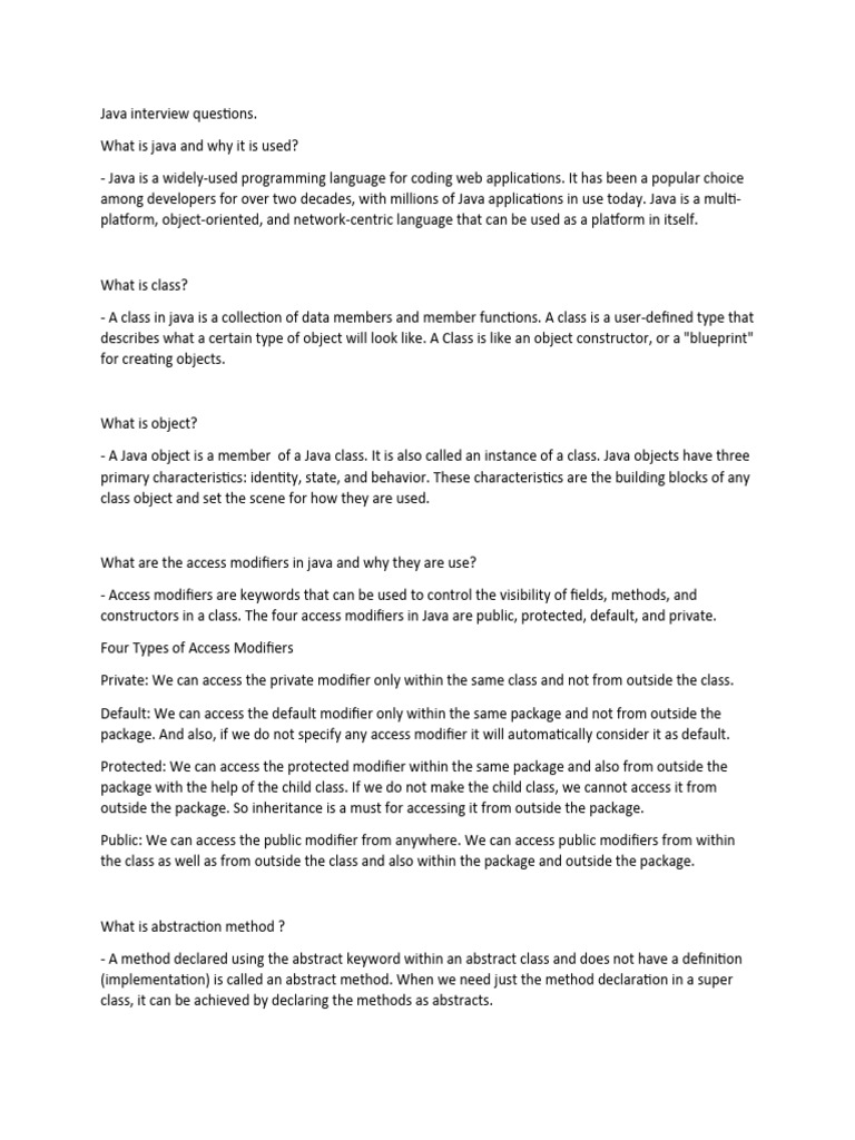 Java Interview Pdf Method Computer Programming Class Computer Programming 