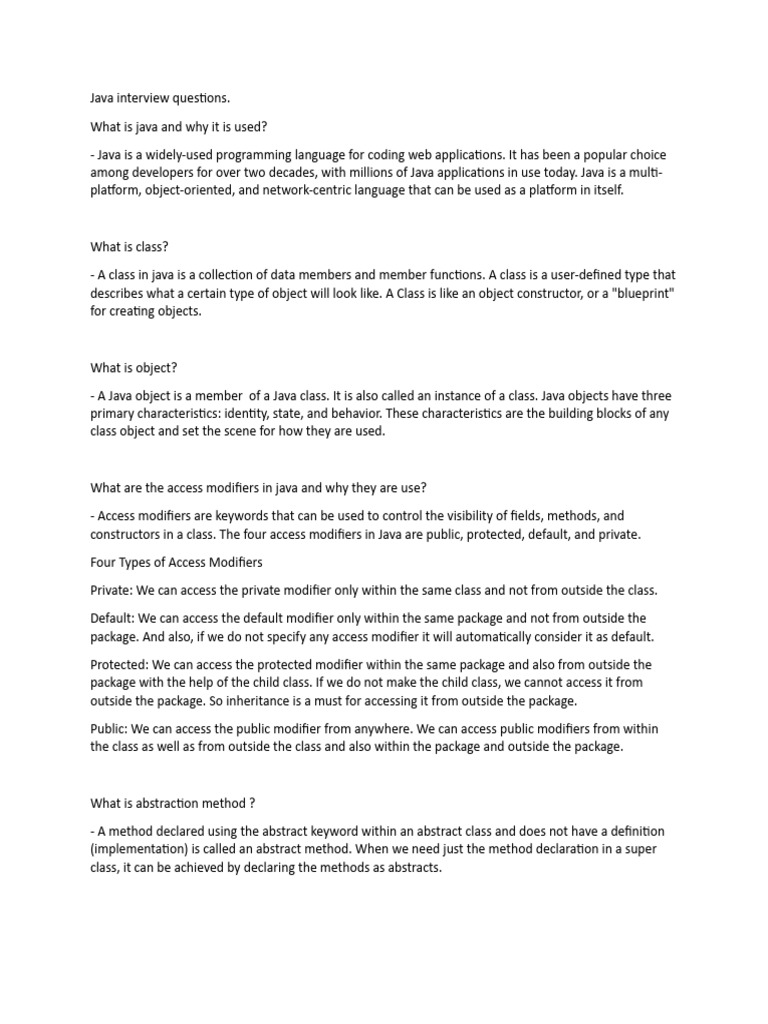 Javainterview 2 Pdf Method Computer Programming Class Computer Programming