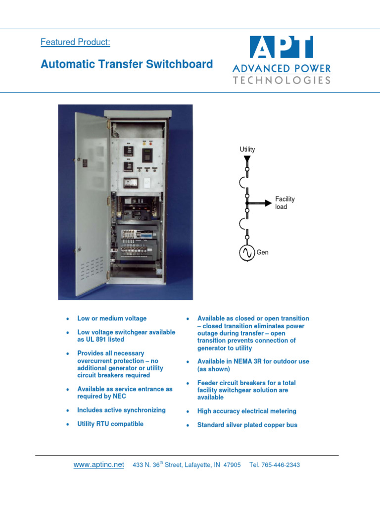 Automatic Transfer Switchboard | PDF | Switch | Electrical Engineering