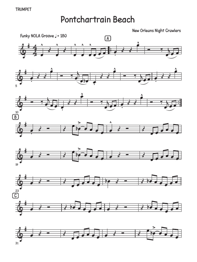 Pontchartrain Beach (3 HORN) - TRUMPET | PDF