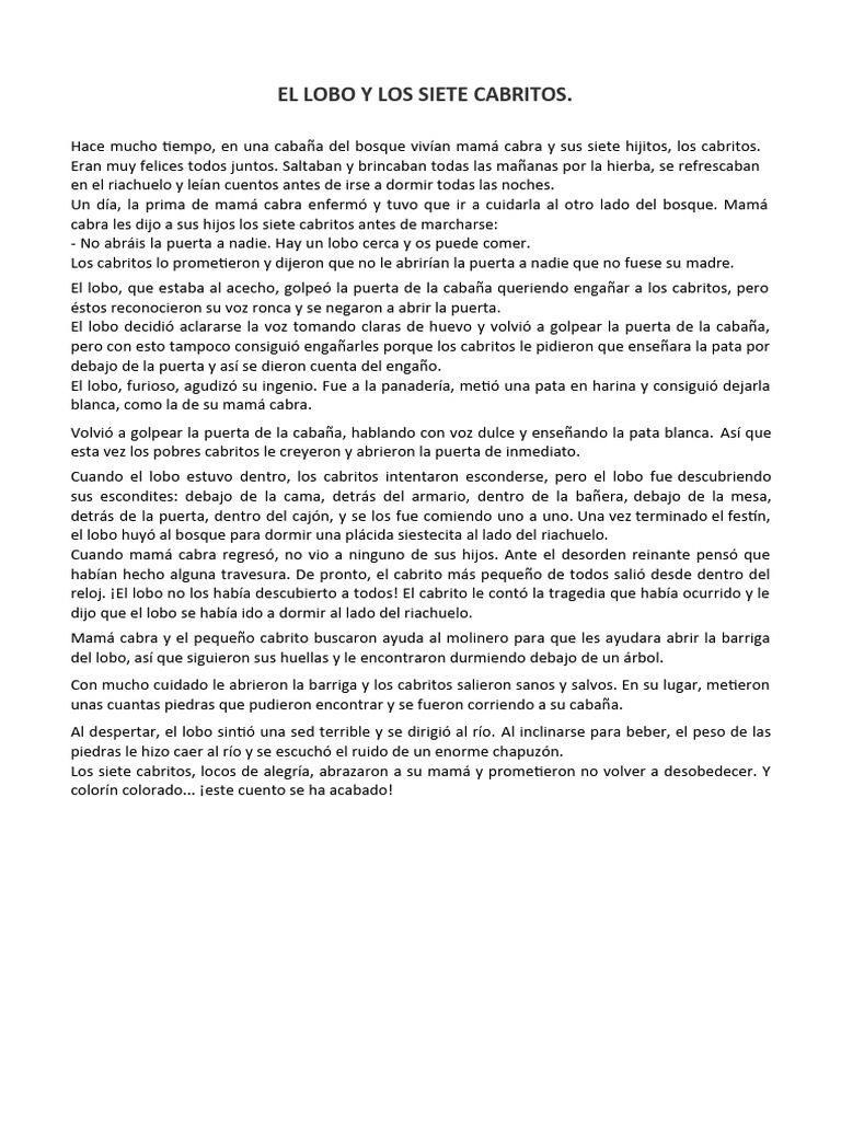 El Lobo y Los 7 Cabritos | PDF
