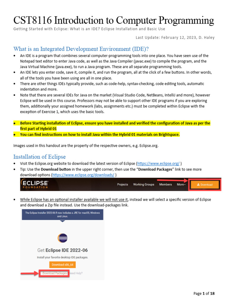 01 Getting Started With Eclipse (Sep 2023 Update) | PDF | Eclipse (Software) | Menu (Computing)