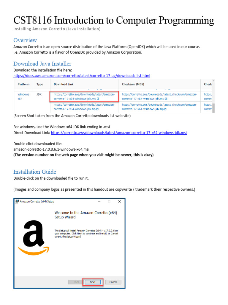 01 Amazon Corretto 17 (Java) Install Guide | Download Free PDF | Java ... 01 Amazon Corretto 17 (Java) Install Guide | Download Free PDF | Java ...