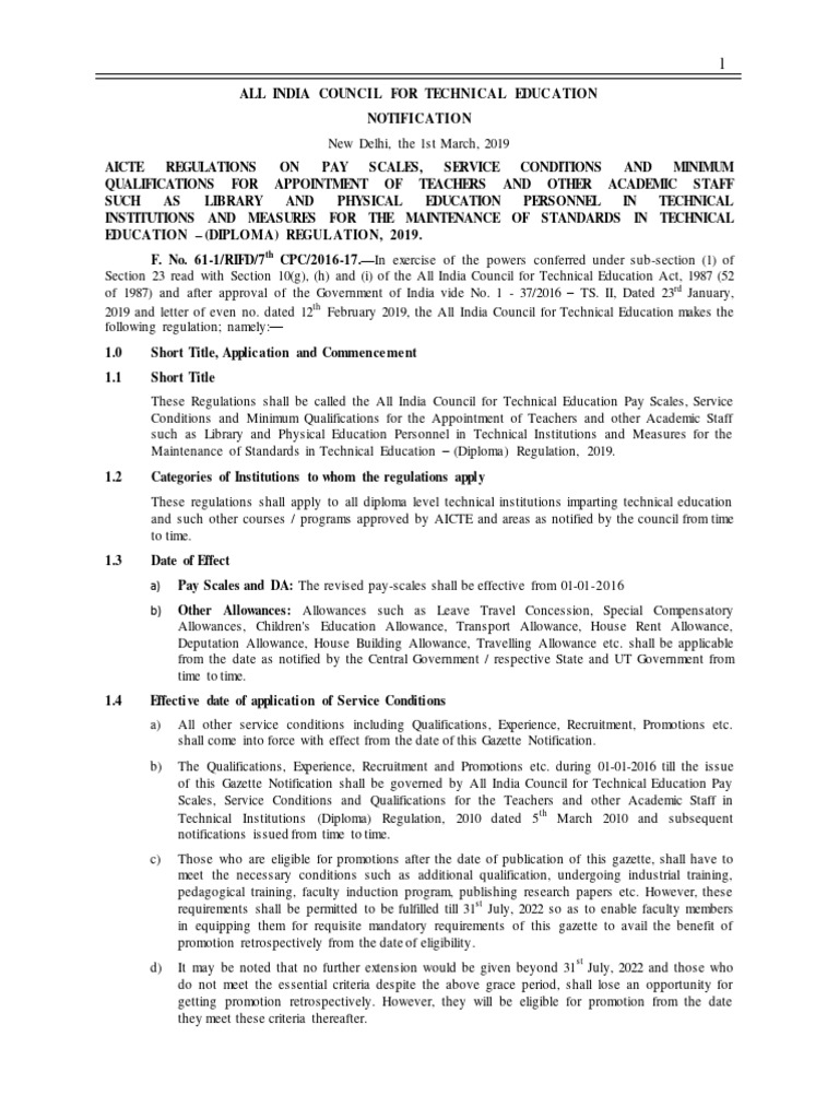 AICTE-Diploma-Pay-Scales-Qualifications-and-Promotions | Download Free ...