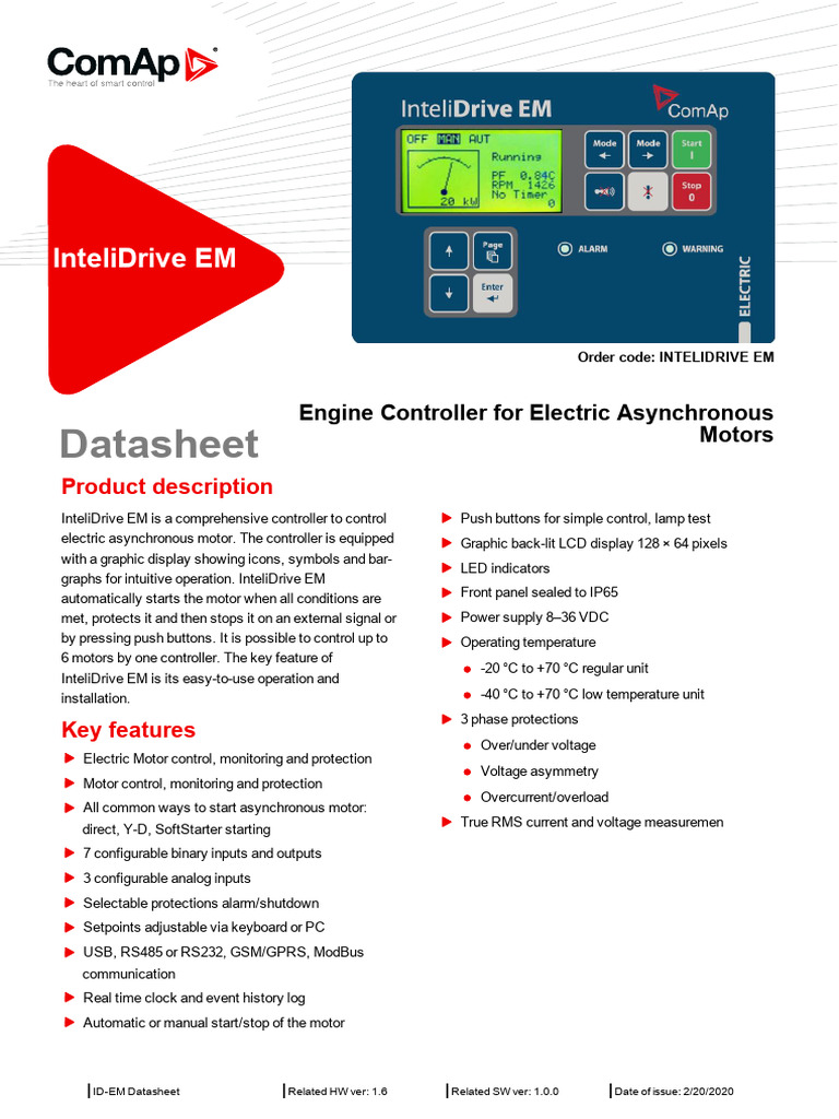 InteliDrive EM Motor Controller Datasheet | PDF | Alternating Current ...